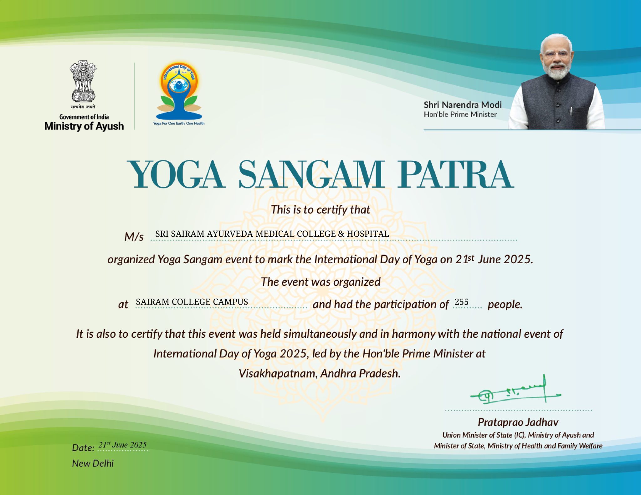 International Day of Yoga Sangam On 21-06-2025 – Sri Sairam Ayurveda ...